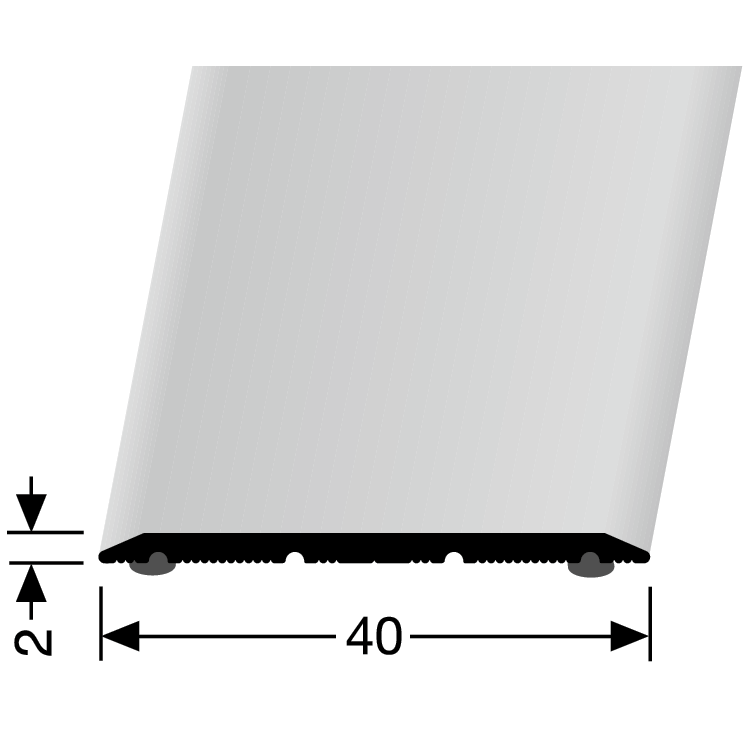 Connecting Profile 40mm Self-Adhesive Stainless Steel Finish 1m | FloorBase